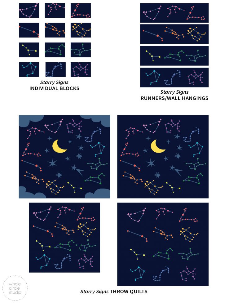 First Look: Starry Signs 2025 Block of the Month (BOM) + Quilt Sew Along - whole circle studio