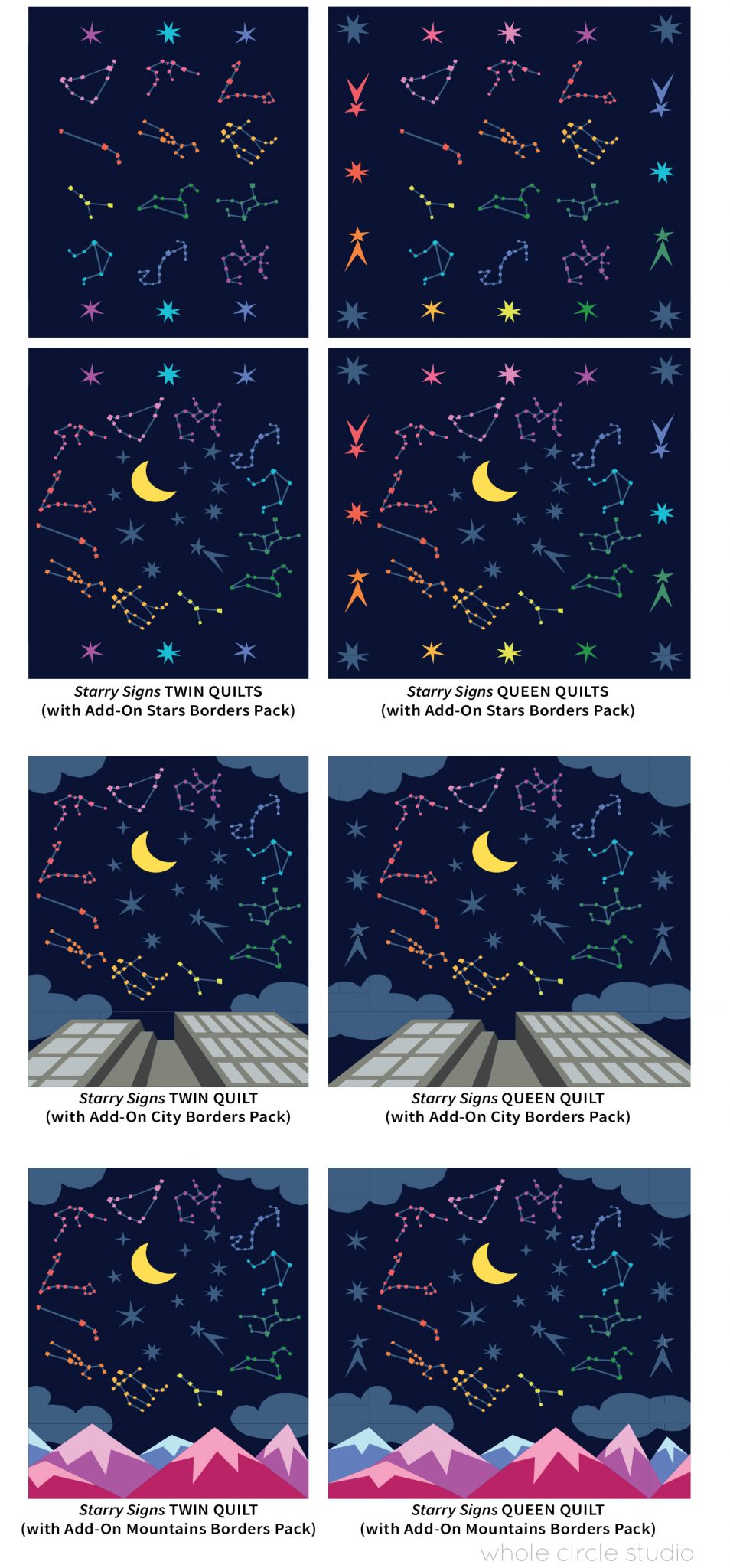 First Look: Starry Signs 2025 Block of the Month (BOM) + Quilt Sew Along - whole circle studio