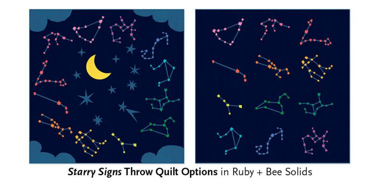 The Ultimate Fabric Inspiration Guide to the Starry Signs Block of the Month - whole circle studio